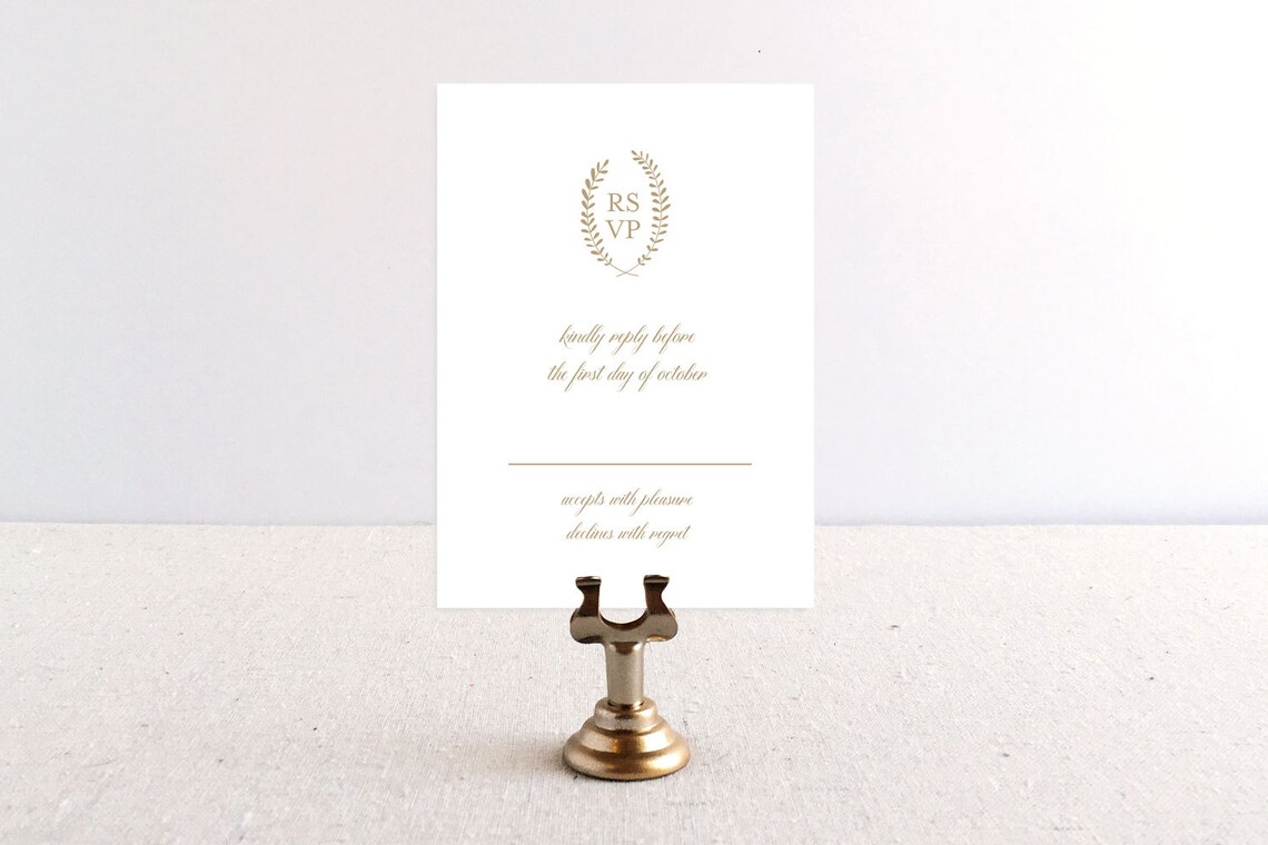 Formal Wedding Invitation. Formal Script in Antique Gold Foil - Etsy