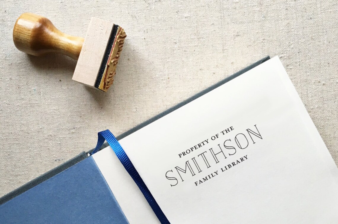 Family Library Stamp. Custom Book Stamp. Hostess Gift. Return | Etsy