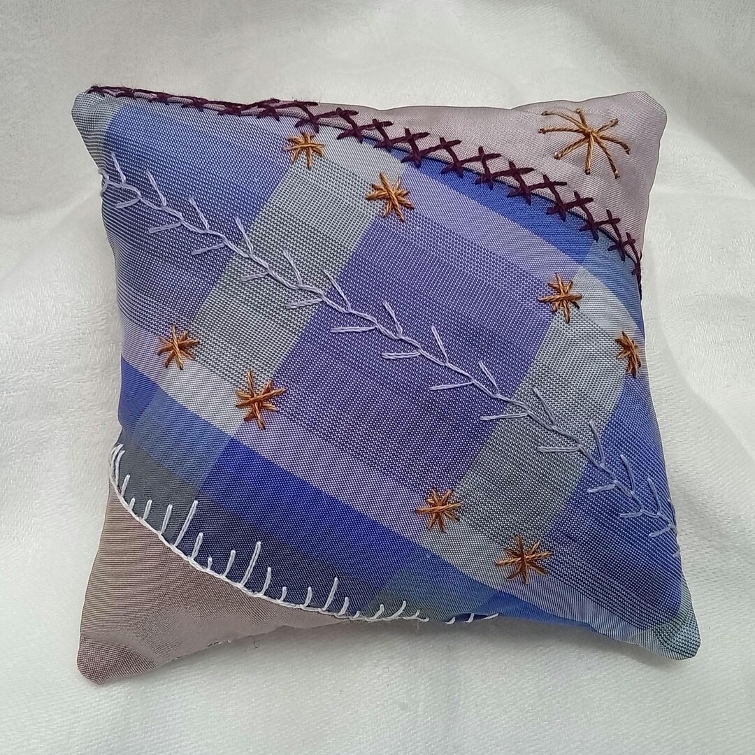 Victorian Style, Patchwork Pin Cushion, Crazy Quilt Pincushion Handsewn ...