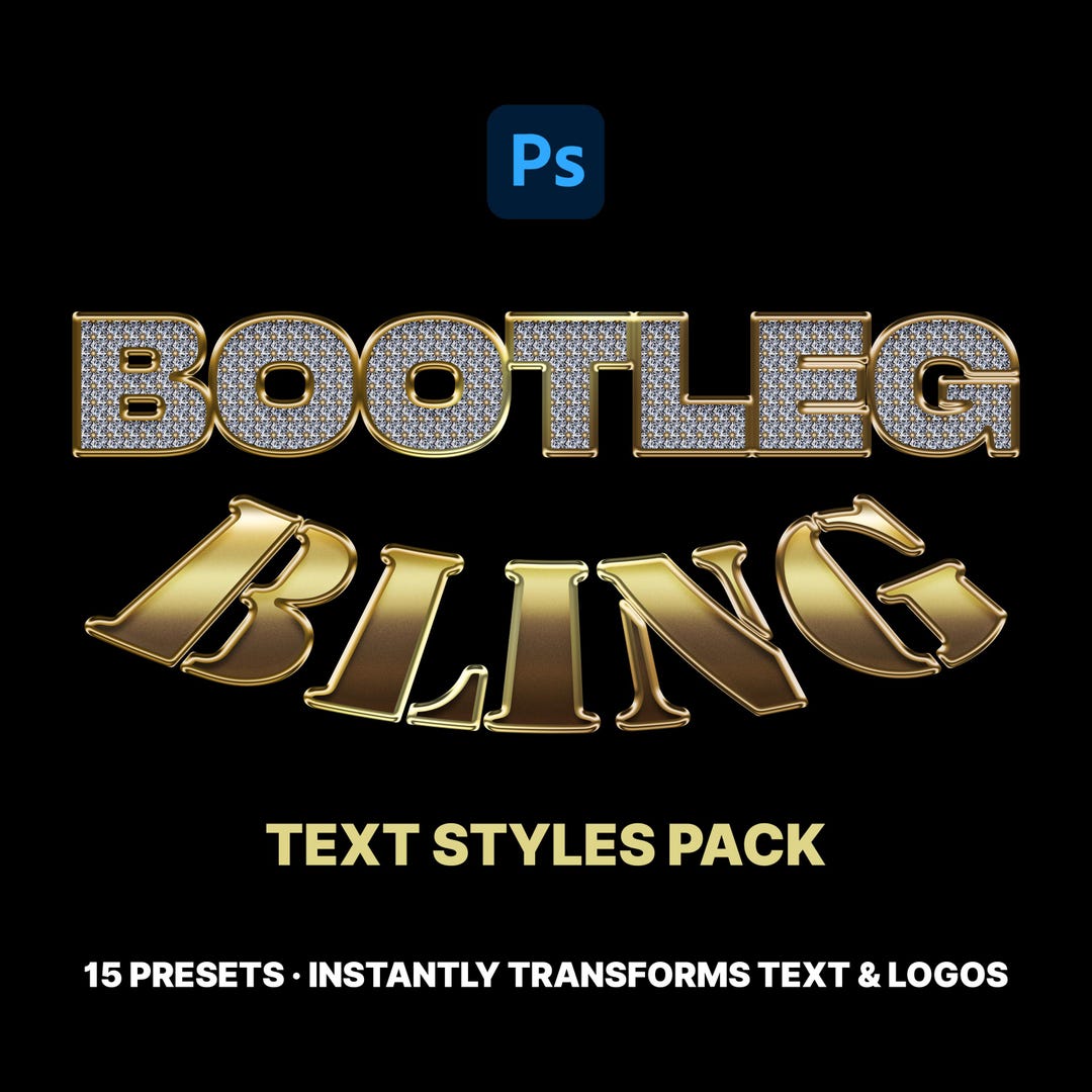 Bootleg Bling Text Styles Pack for Photoshop | 15 ASL Effects for Text ...