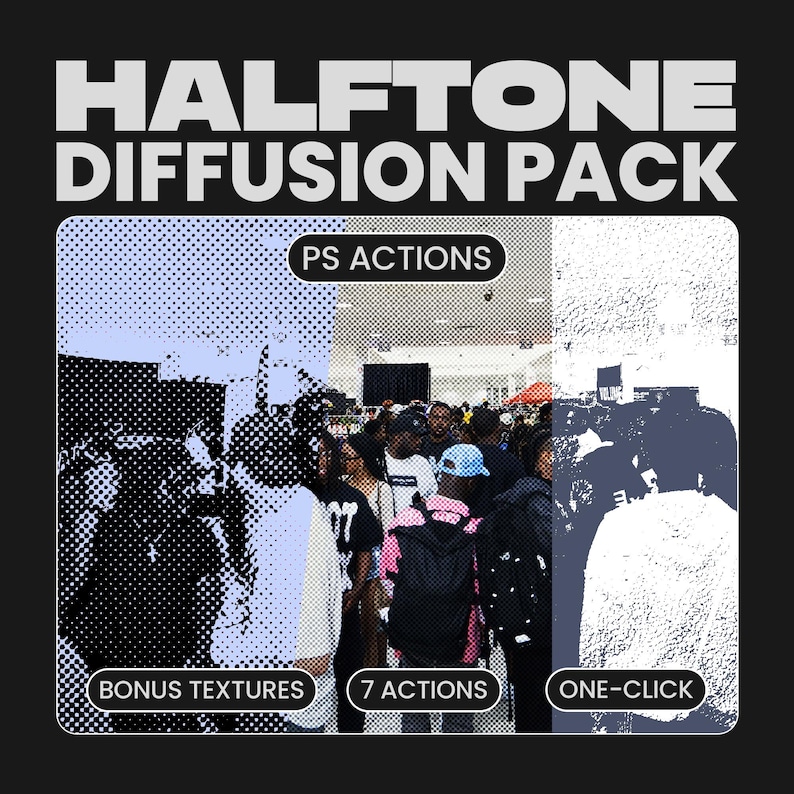 Halftone Photoshop Action Pack | Retro Vintage Photo Effect | Halftone ...