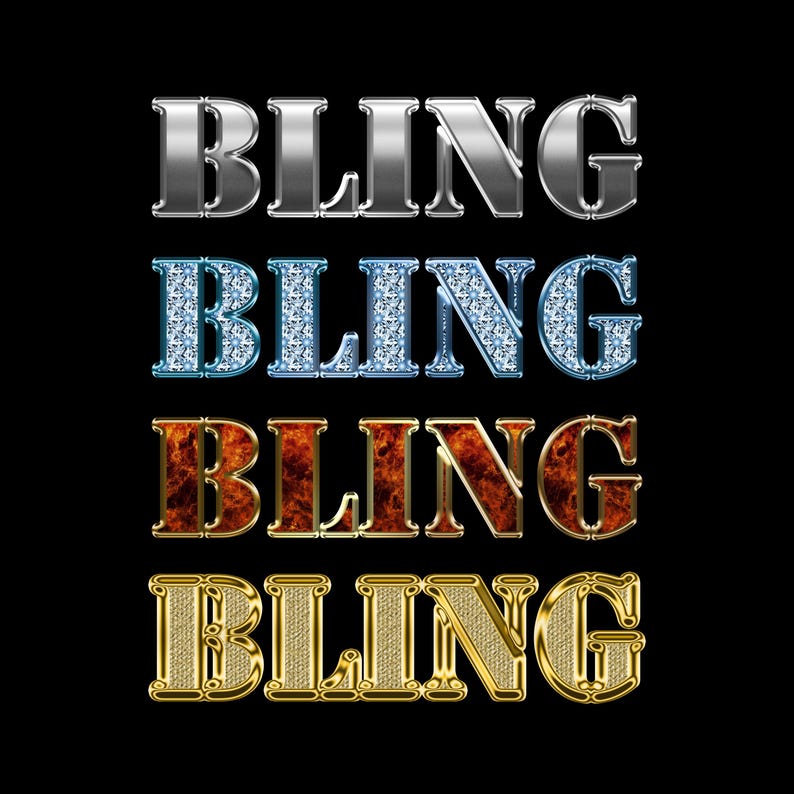 Bootleg Bling Text Styles Pack for Photoshop | 15 ASL Effects for Text ...