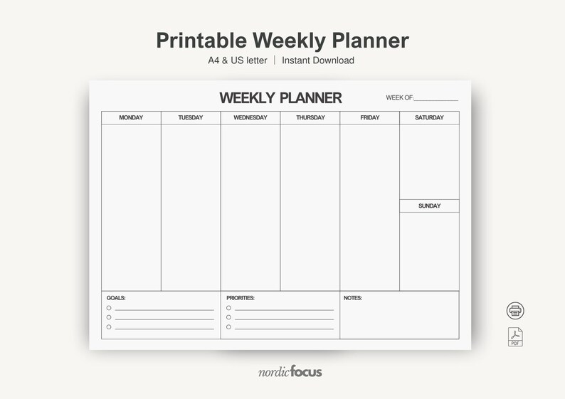 Printable Weekly Planner / Minimal Scandinavian Planner / A4 & US ...