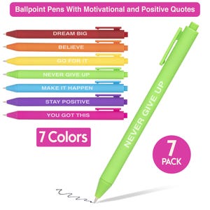7pcs Motivational Inspirational Encouraging Pen Set Retractable Happy ...
