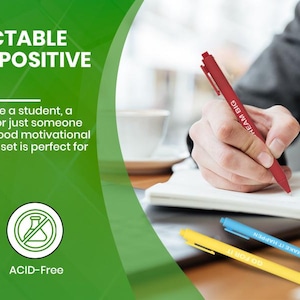 7pcs Motivational Inspirational Encouraging Pen Set Retractable Happy ...