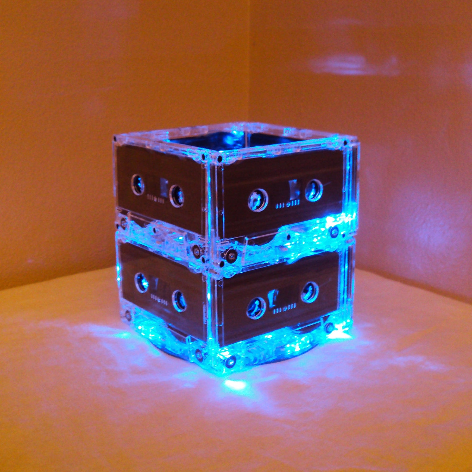 Set of 10 Blue Mixtape Cassette Tape Lighted Wedding Table Centerpieces ...