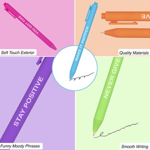 7pcs Motivational Inspirational Encouraging Pen Set Retractable Happy ...