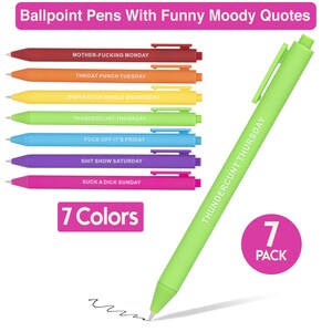 7 Pc Swear Curse Cuss Word Pen Set Funny Office Gift for Co-worker ...
