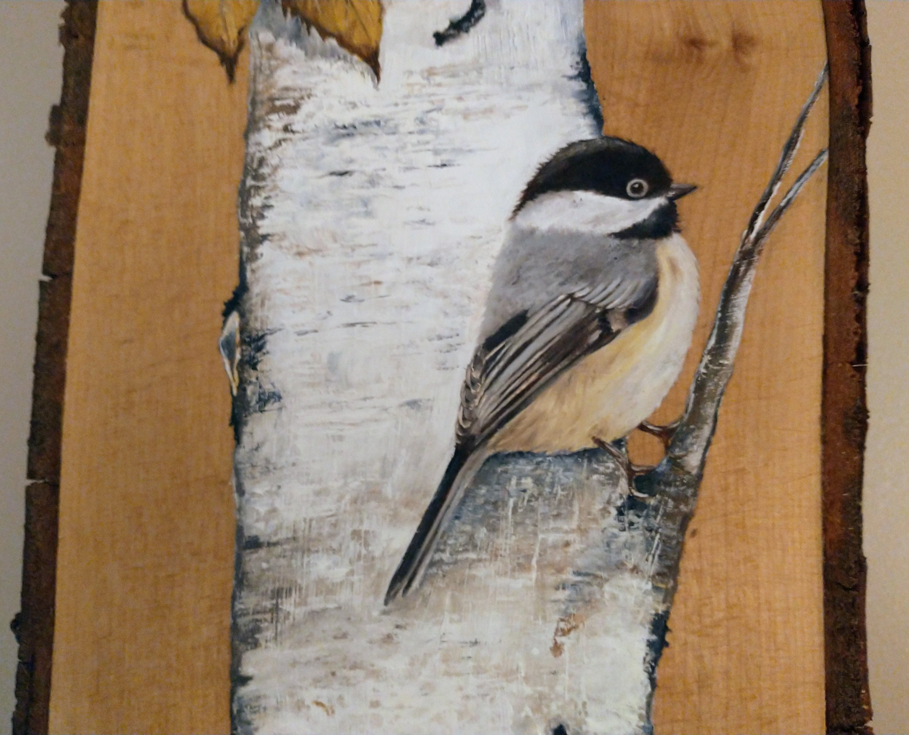 Chickadee on a Birch Tree Oil Painting - Etsy