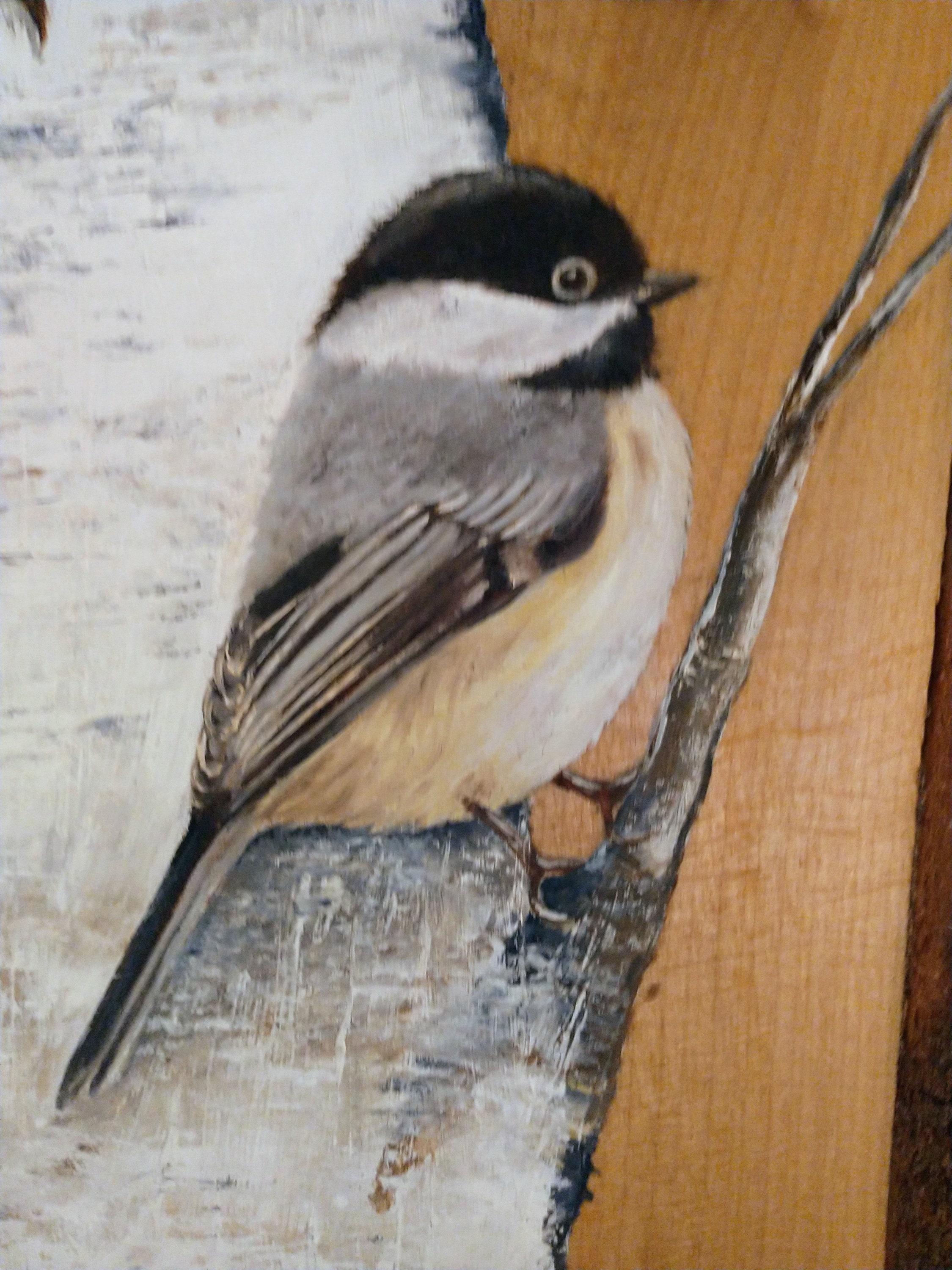 Chickadee on a Birch Tree Oil Painting - Etsy