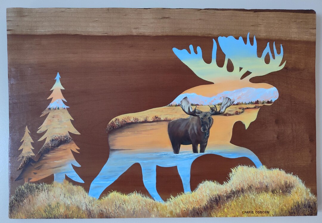 Moose at Sunset Oil Painting - Etsy