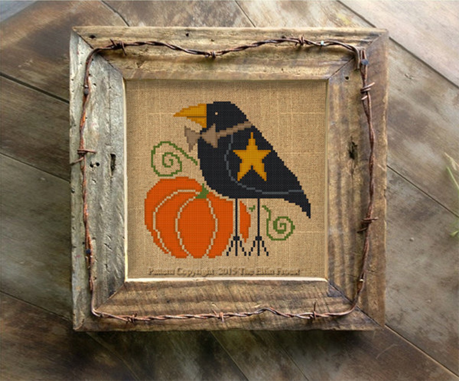 Primitive Crow Cross Stitch Pattern Halloween Needlepoint | Etsy
