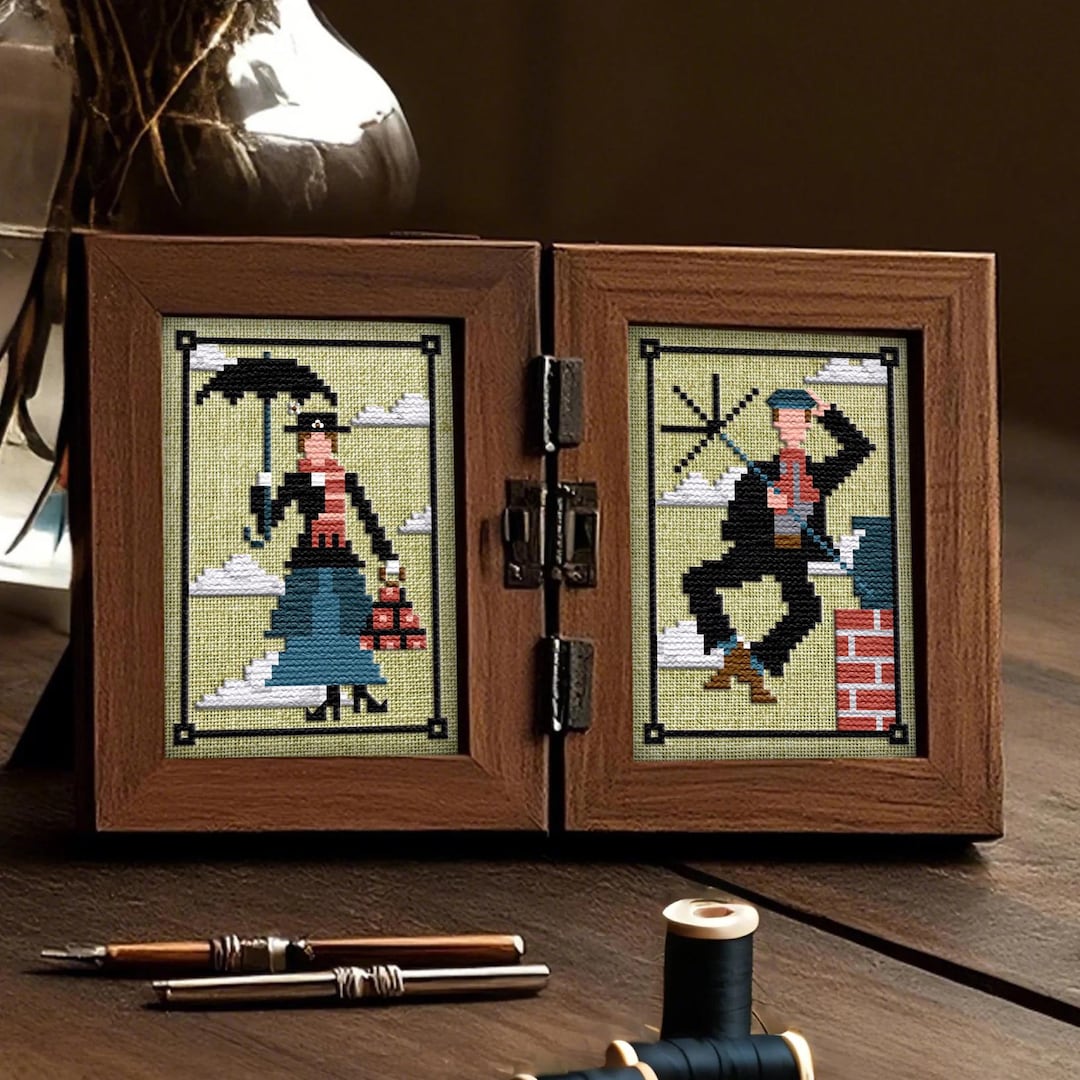 Mary Poppins Cross Stitch Pattern With Small Wallet Sewing Tutorial Pdf ...