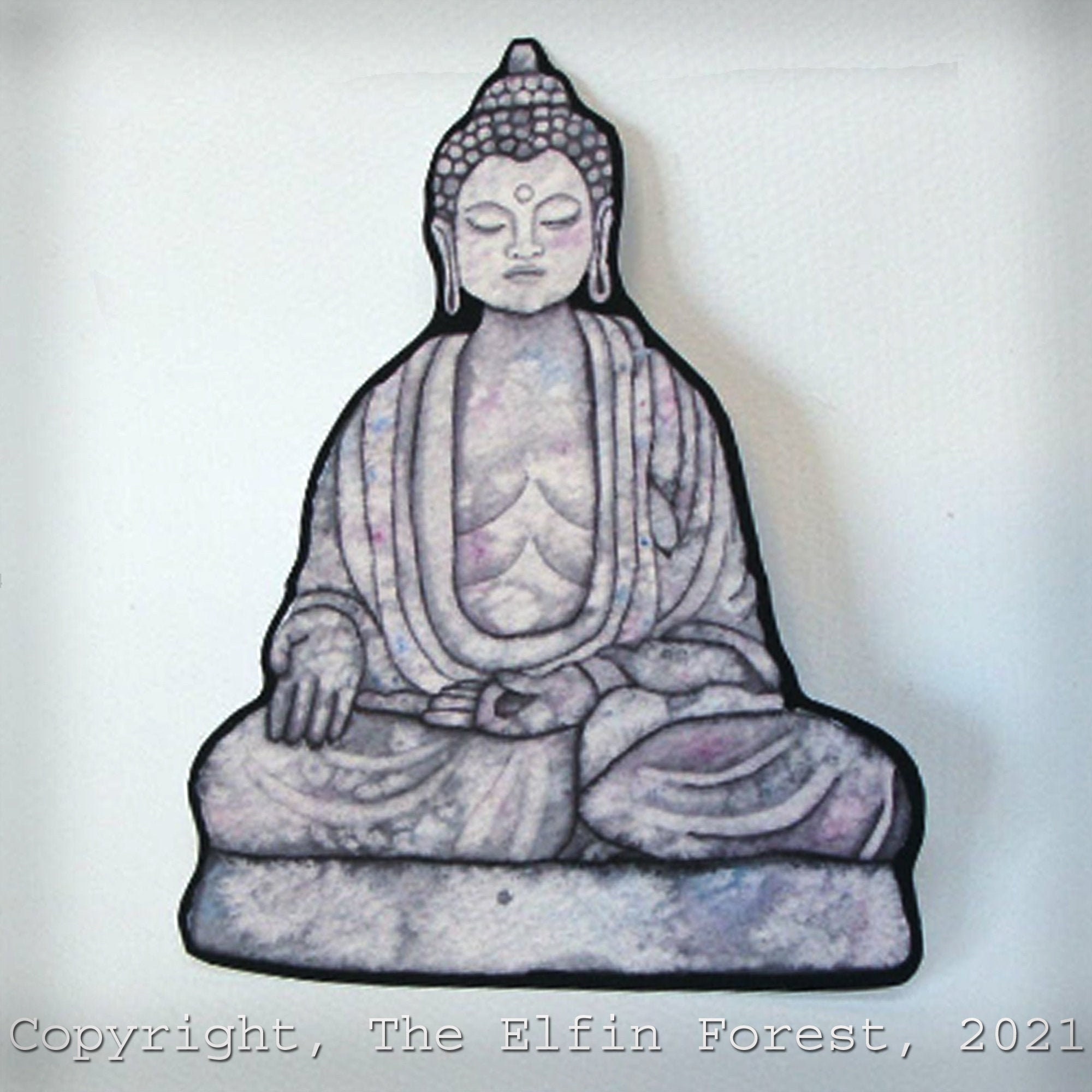 flat surfaces Buddha Statue Waterproof Bumper Stickers available in 4 ...