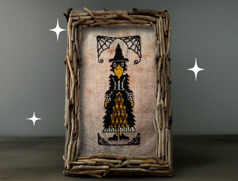 Raven Witch Cross Stitch Pattern Pagan Primitive Crow Creepy - Etsy