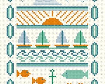Nautical crossstitch | Etsy