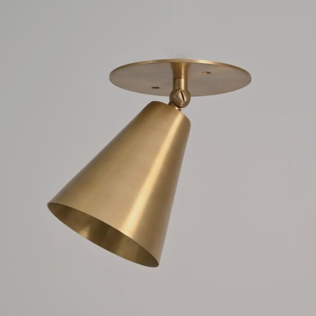 Brass Cone Spotlight, Adjustable Mid-century Modern Flush Mount - Etsy