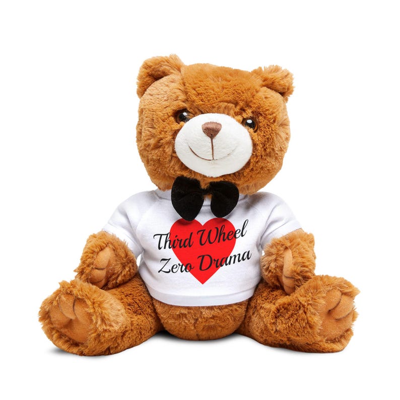Third Wheel Zero Drama Teddy Bear Plush | Personalized Teddy With Bow ...