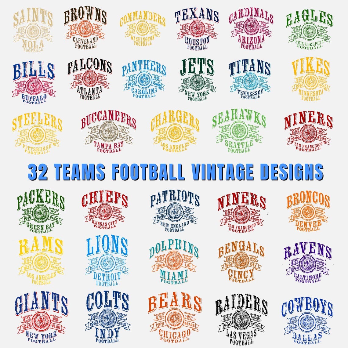 32 Teams Football Vintage PNG Bundle | Mascot Pngs | Retro Football ...