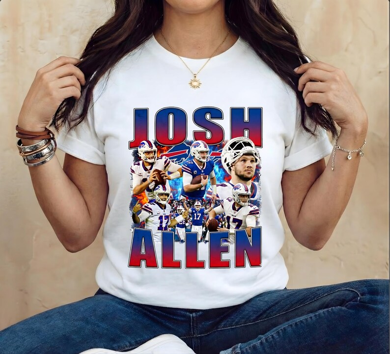 Josh Allen PNG Retro Bootleg Style Graphic, Buffalo Bills Quarterback T ...