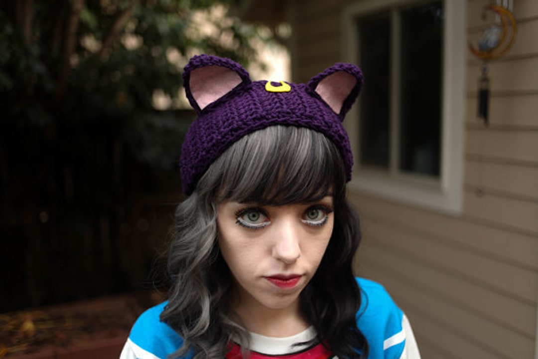 Luna - Handmade Sailor Moon Kitty Ears Crochet Ear Warmer Headband Cat ...