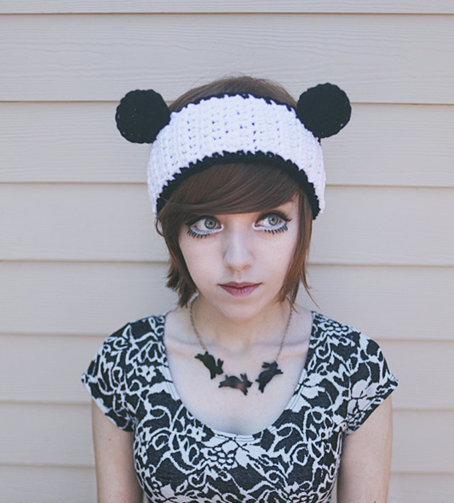Panda - Handmade Crochet Bear Ear Headband Ear Warmer Panda Bear Panda ...