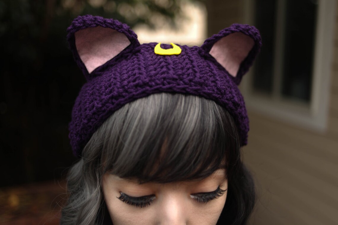 Luna Handmade Sailor Moon Kitty Ears Crochet Ear Warmer - Etsy