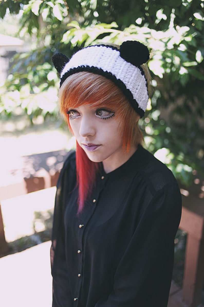 Panda Handmade Crochet Bear Ear Headband Ear Warmer Panda - Etsy Israel