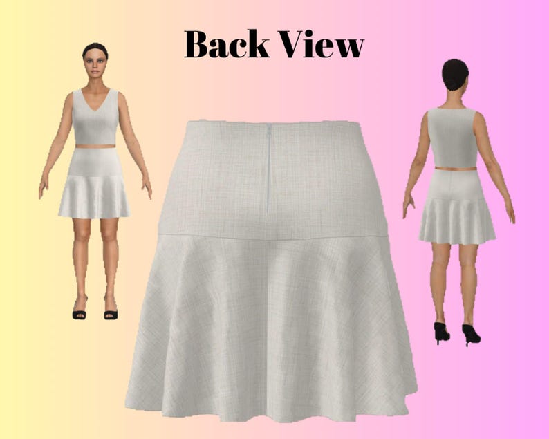 Flounce Mini Skirt Sewing Pattern PDF | High Waist Ruffle Skirt ...