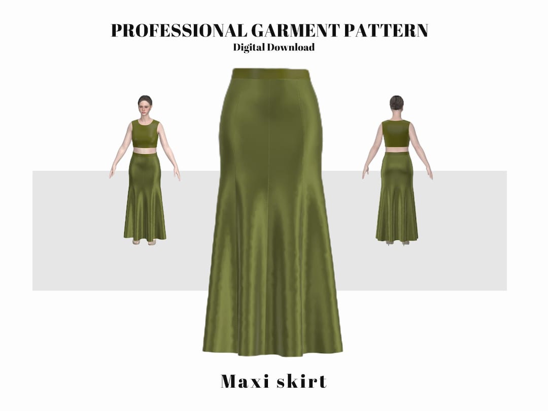 Professional 8 Panel Maxi Skirt DXF Garment Pattern | Production Ready ...