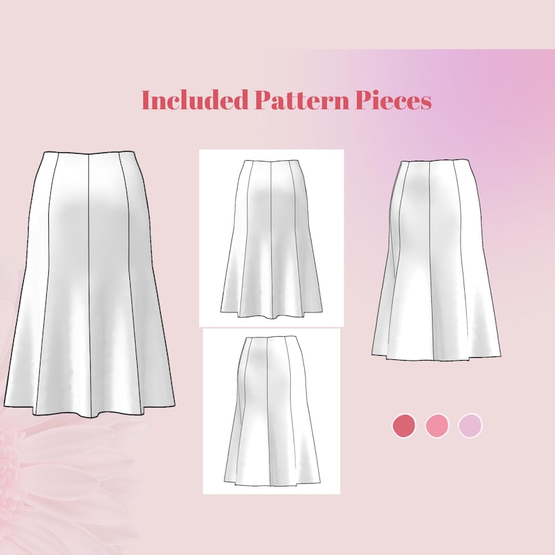 8 Panel Midi Skirt PDF Pattern, Beginner Friendly, Flared Hem, Digital ...