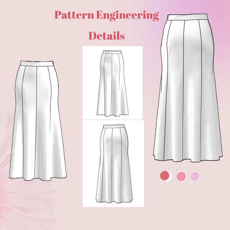 Professional 8 Panel Maxi Skirt DXF Garment Pattern | Production Ready ...