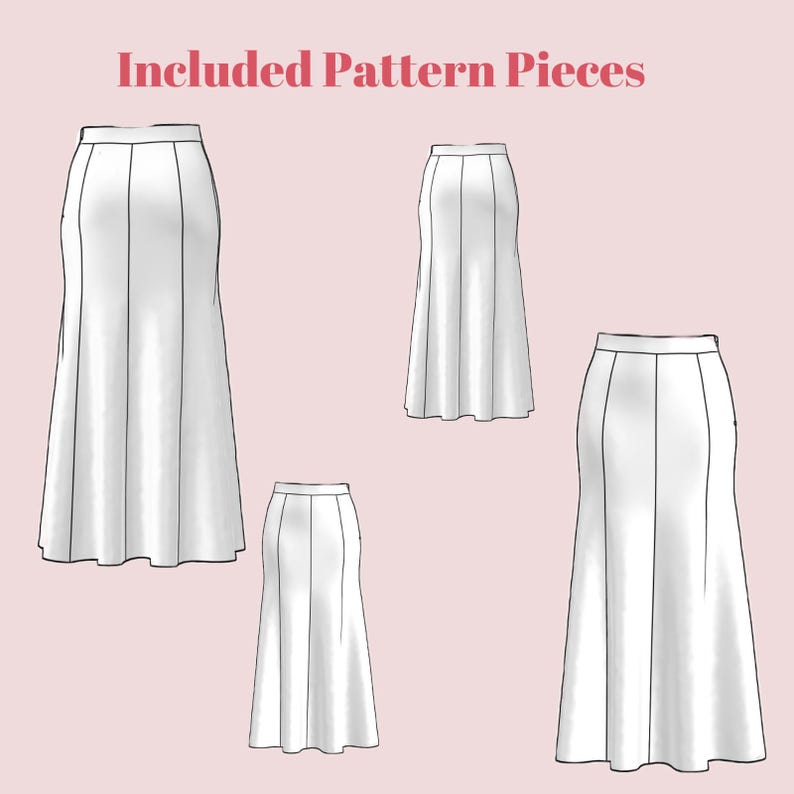 8 Panel Maxi Skirt PDF Pattern, High Waist, Flared Hem, Digital ...