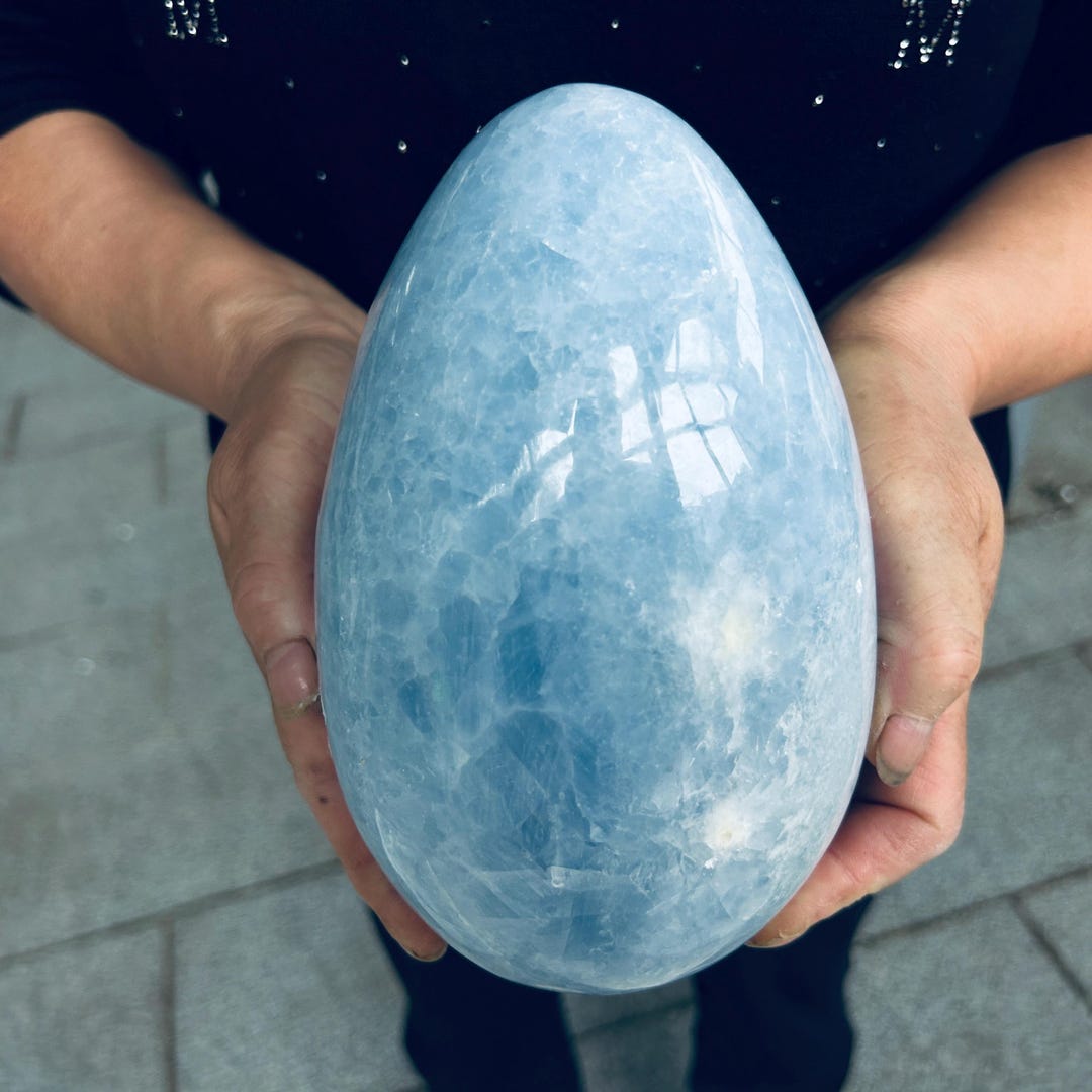 Large Celestite Egg, Hand Polished Blue Crystal Sphere, Healing Decor ...