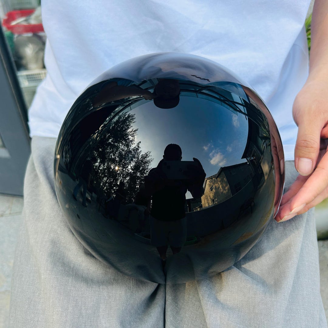 Natural Black Obsidian Crystal Sphere Ball, Volcanic Glass Scrying Ball ...