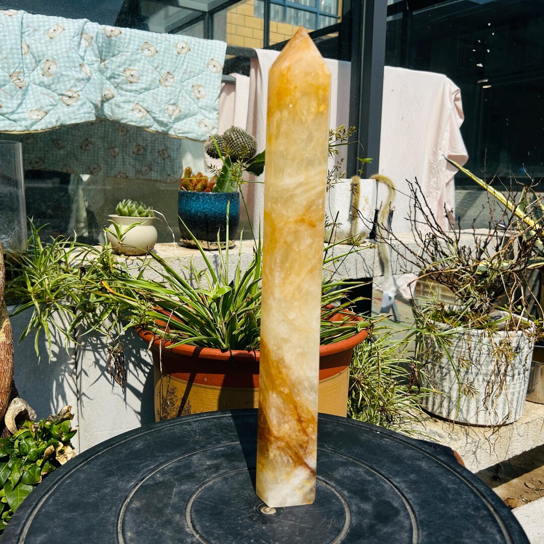 4.22lblarge Yellow Gum Flower Quartz Crystal Obelisk: Healing Wand ...