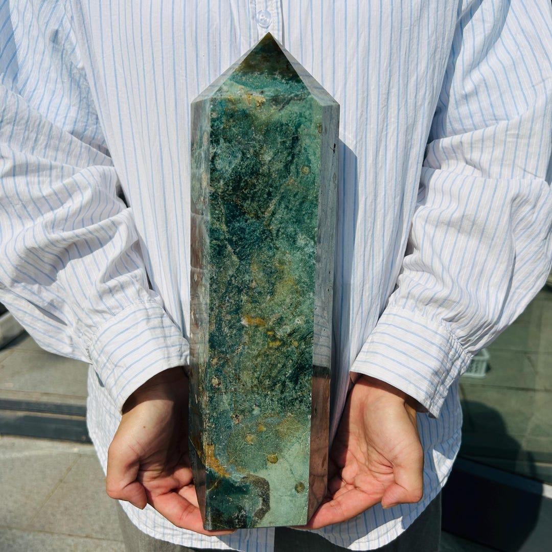 Natural Crystal Ocean Jade Column-shaped Stone Tower - With Healing and ...