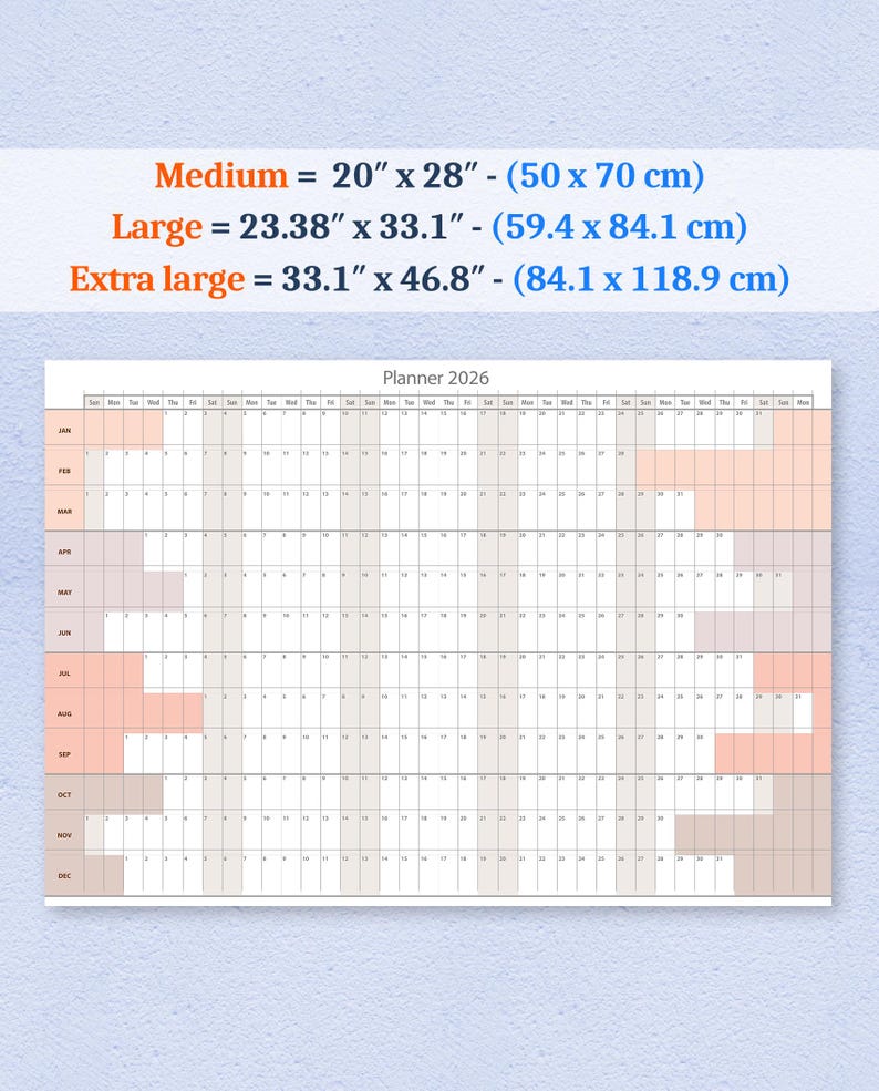 Copia De Extra Large 2026 Wall Planner | Home & Office Calendar - Etsy UK