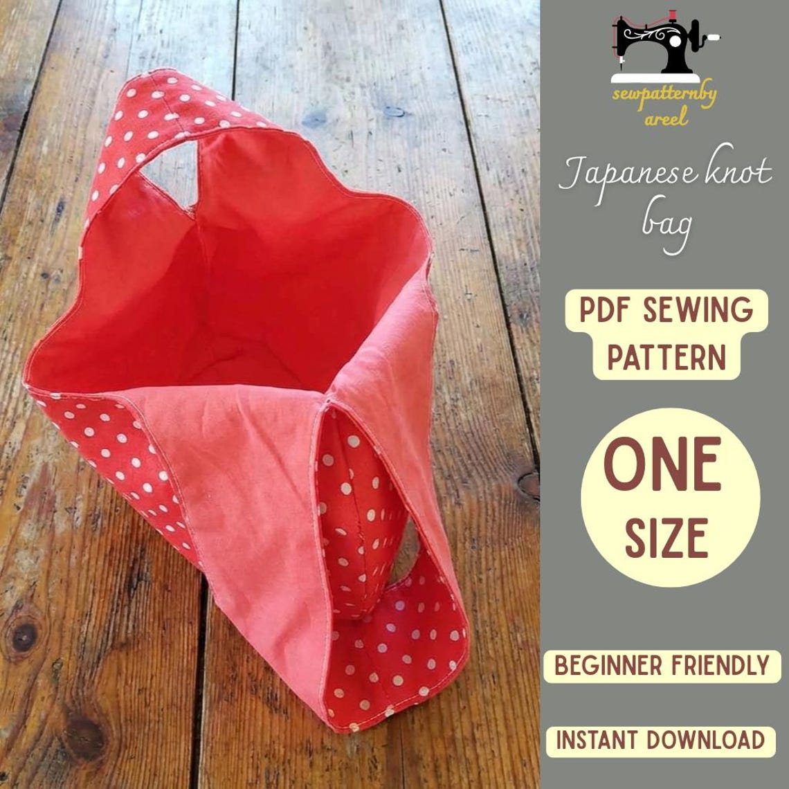 Japanese Knot Bag Sewing Pattern PDF | Reversible DIY Handbag (instant ...