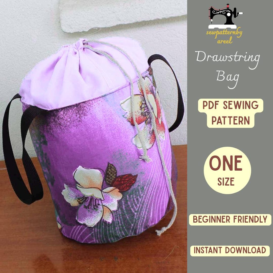 Drawstring Bucket Bag Sewing Pattern PDF | Easy Fabric Bag Tutorial ...