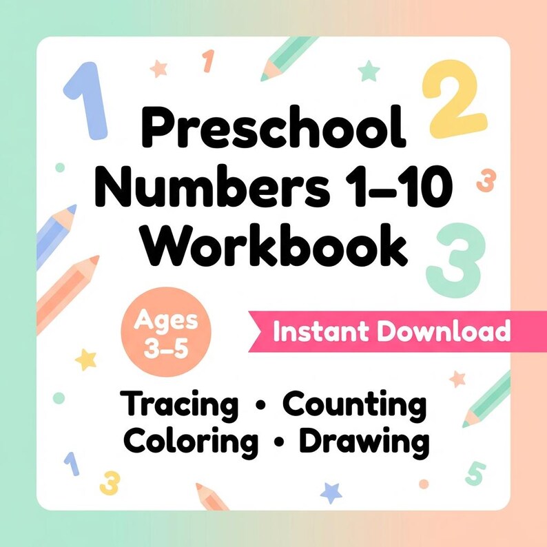 Preschool Numbers 1-10 Workbook – Tracing, Counting, Coloring (PDF ...