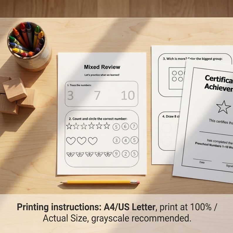 Preschool Numbers 1-10 Workbook – Tracing, Counting, Coloring (PDF ...