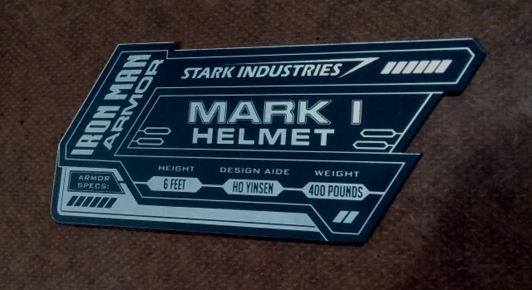 IRON MAN Mark 1 Display Name Placard for Your HELMET Armor I - Etsy