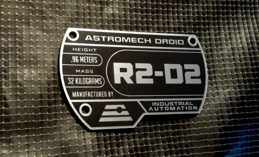 Custom R2-D2 Specifications Data Plate Prop STAR WARS Droid Serial Jedi ...