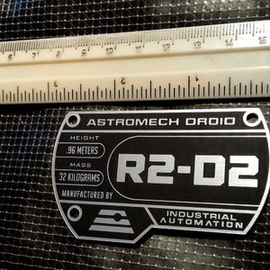 Custom R2-D2 Specifications Data Plate Prop STAR WARS Droid Serial Jedi ...