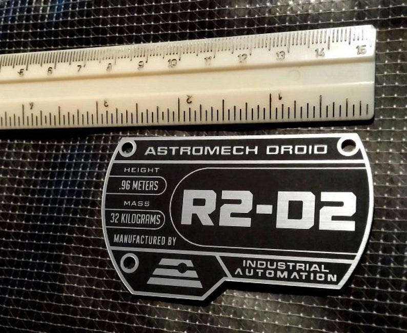 Custom R2-D2 Specifications Data Plate Prop STAR WARS Droid Serial Jedi ...