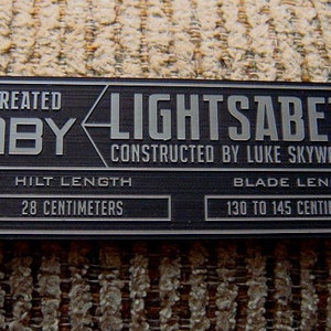 Custom LIGHTSABER Specifications Data Plate STAR WARS Luke Skywalker - Etsy