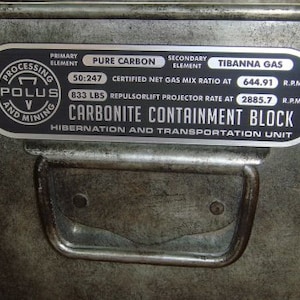 Custom CARBONITE Containment Block Specifications Data Plate STAR WARS ...