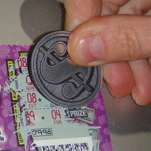 Custom LOTTERY TICKET SCRATCHER Pocket Tool Coin Token Good Luck Charm ...