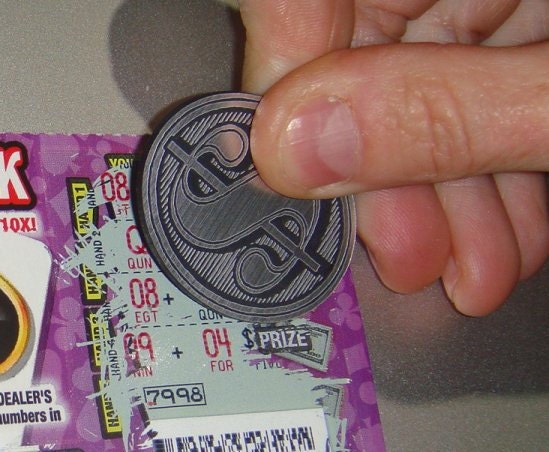 Custom LOTTERY TICKET SCRATCHER Pocket Tool Coin Token Good Luck Charm ...